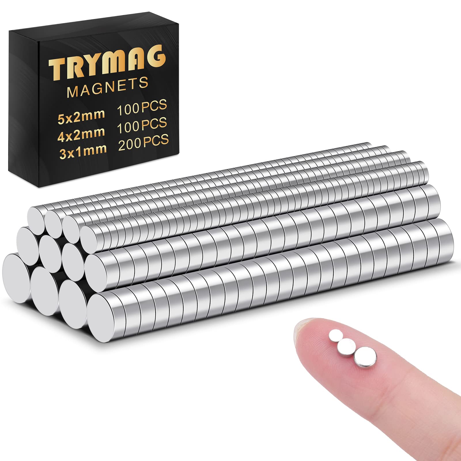 TRYMAG Small 400Pcs Rare Earth 3 Different Sizes Tiny Mini Magnets for Crafts, Small Round Fridge Magnets for Miniatures, Refrigerator, Office, Kitchen Cabinet, DIY