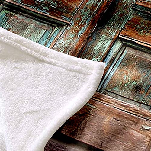 NARBOR Soft Fleece Throw Blanket - Fluffy Microfiber Solid Blankets for Bed and Couch Double/Single Size - 59X79Inch Blue, Wooden Door Printed Flannel Blanket for Bed, Couch and Sofa