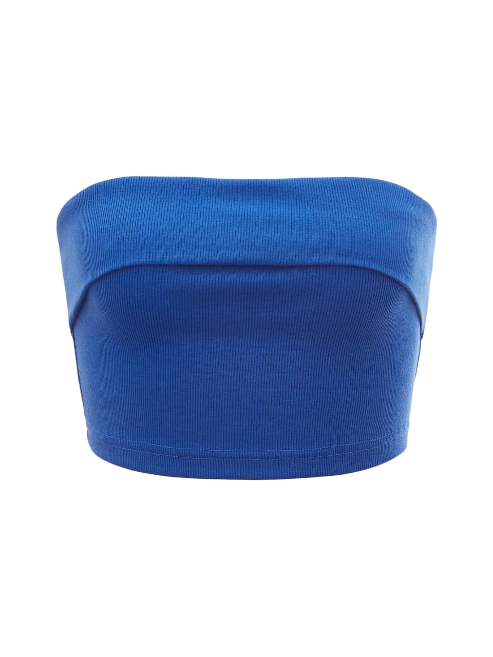 SOLY HUX Women's Ribbed Knit Basic Y2K Crop Tube Top Sleeveless Strapless Casual Summer Tops Pure Blue M
