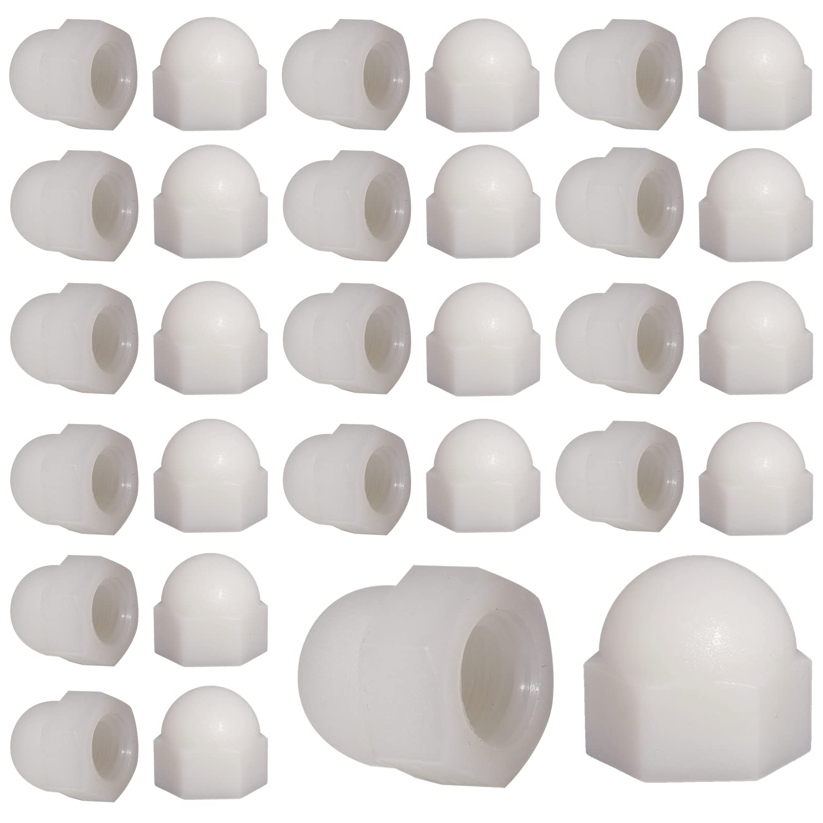 HARSKIYER 30pcs White Nylon Hex Cap Nut, M6 Acorn Hex Cap Nuts Nylon Hex Acorn Nuts Hexagon Decorative Cap Nut Acorn Hex Nuts