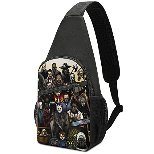 Lifekuaile Horror Characters Movie Halloween Themes Lightweight Shoulder Bag Sling Crossbody Bag Packable One Strap Backpack Anti-Theft Gym Bag for Hiking Travel Cycling Chest Bag
