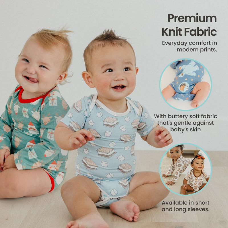 Copper Pearl Short Sleeve Bodysuit Baby: Ultra Soft Bodysuits for Newborns, Boys, Girls, and Infants - Stylish, Comfortable, Overlap Shoulders, Premium Knit Fabric - Cookie Monster, 0-3 Months