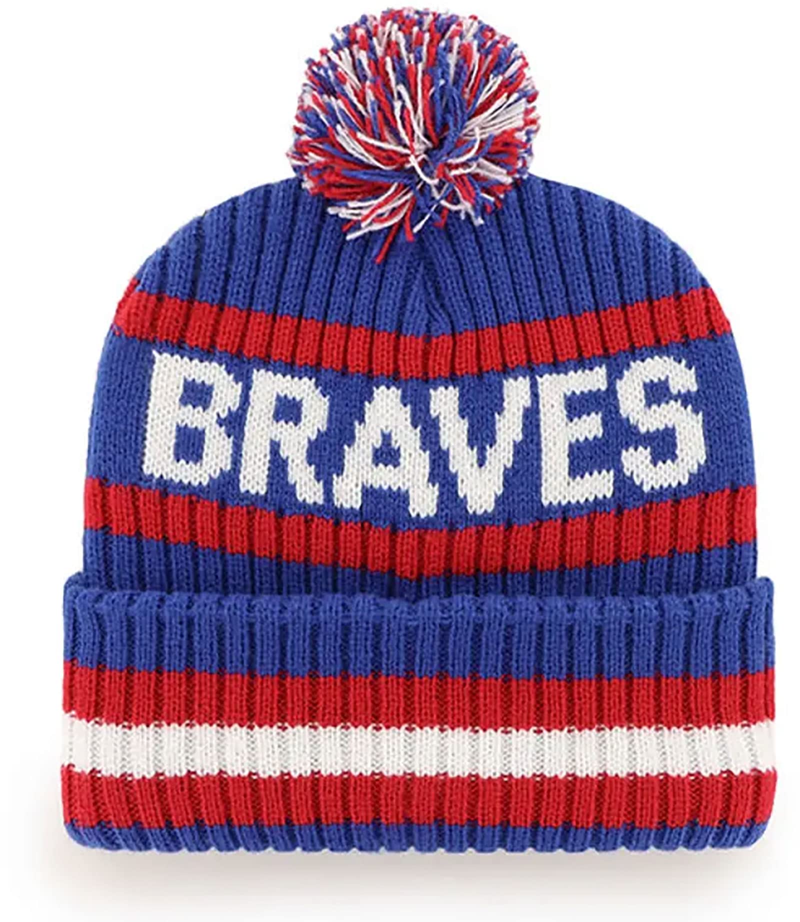47 Atlanta Braves Mens Womens Cooperstown Bering Cuff Knit Stretch Fit Royal Blue Team Color Logo Beanie