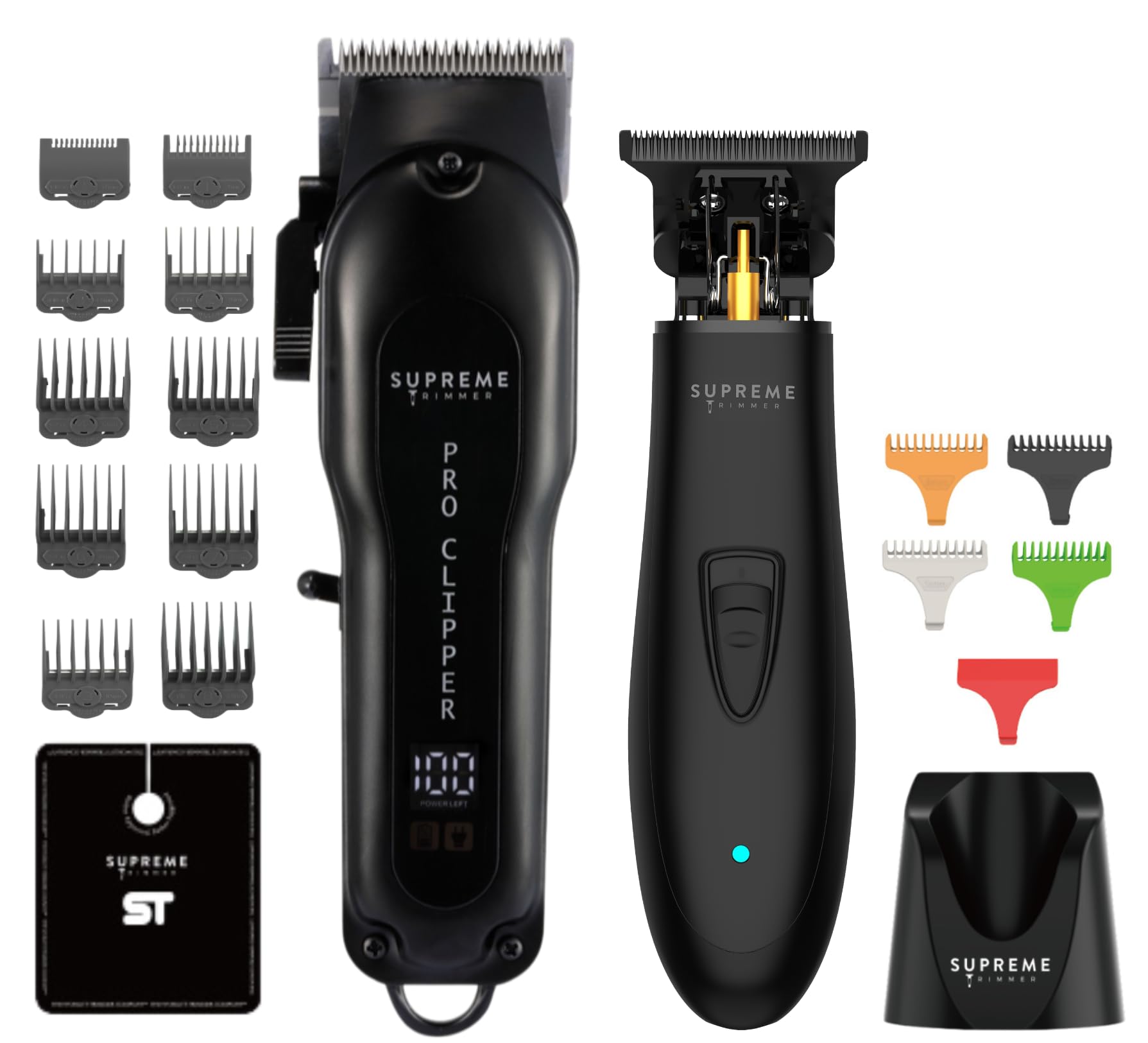 Supreme Trimmer 2-in-1 Pro Clipper & DLC T-Shaper Combo | Professional Beard Trimmer ST5206 & Hair Clipper STC5030 Barber Kit | Black