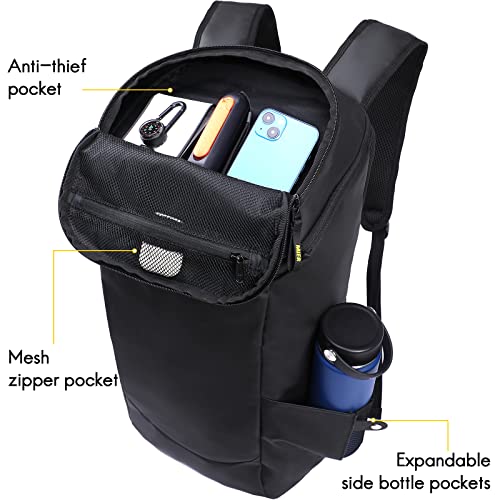 MIER Casual Daypack Travel Laptop Backpack Water Resistant, Commuter Back Pack Simple College Bookbag with Multiple Pockets for Men Women Work School Outdoors, Fits 15.6 Inch Notebook (27L, Black)