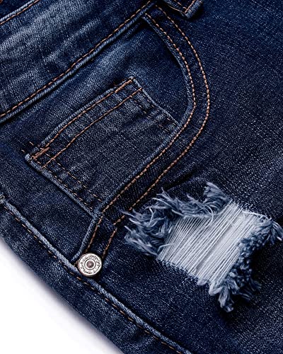 Utyful High Waisted Skinny Capri Jeans for Women Ripped Jean Capris Denim Pants Cobalt Night Blue Large