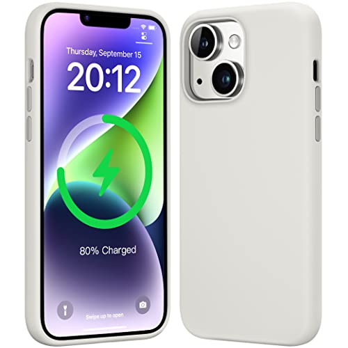 Mkeke Magnetic for iPhone 14 Case for iPhone 13 Case [Designed for MagSafe] Liquid Silicone Shockproof Protective Phone Cover with Soft Microfiber Lining for Apple iPhone 13/14 (6.1"), White