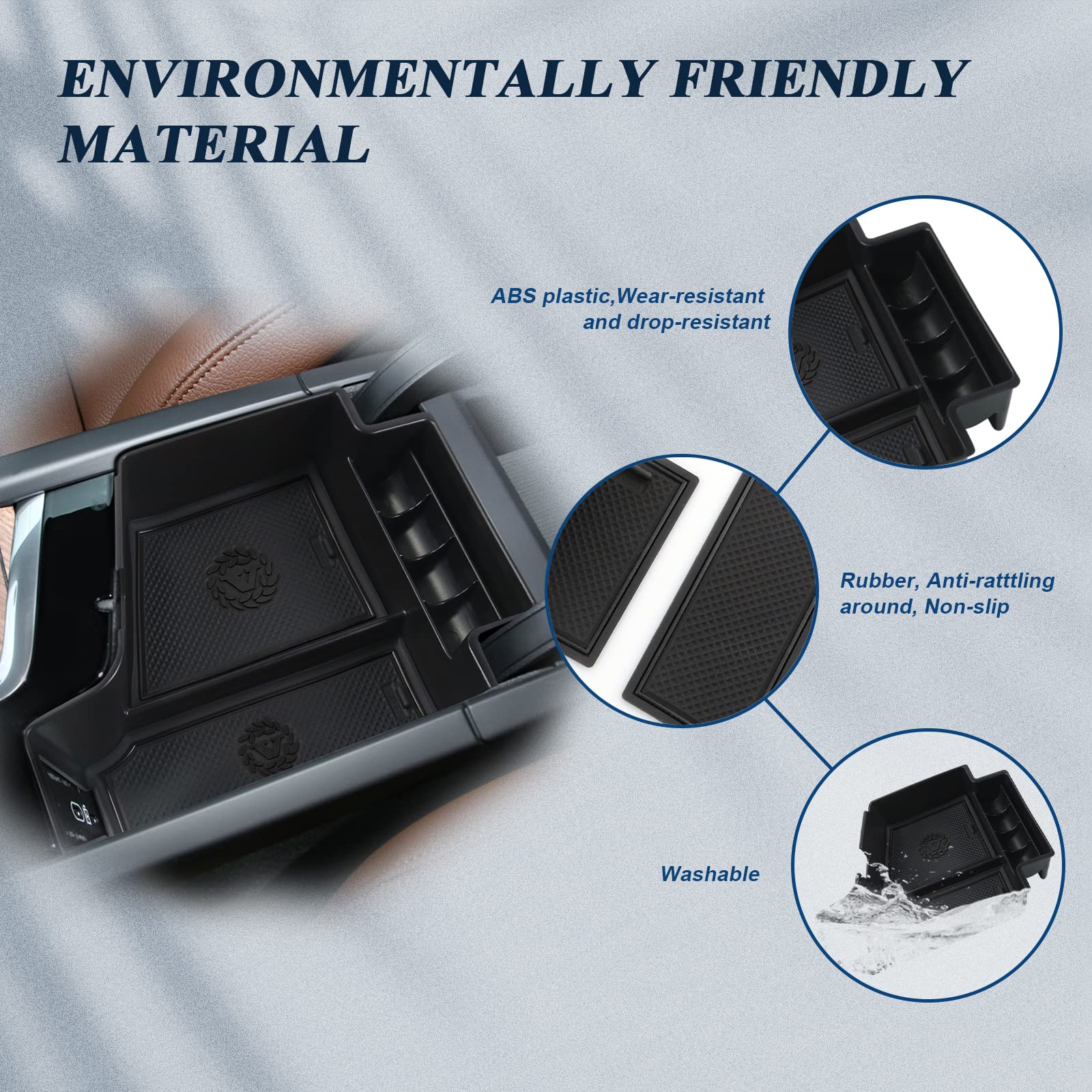 BIBIBO 2023 2024 XC60 XC90 S90 V90 Center Console Organizer for 2018-2023 2024 Volvo XC60 V60 S60 S90 V90 XC90 Insert Armrest Storage Box Tray,2022 XC60 Accessories Glove Pallet Organizer (Black-Trim)