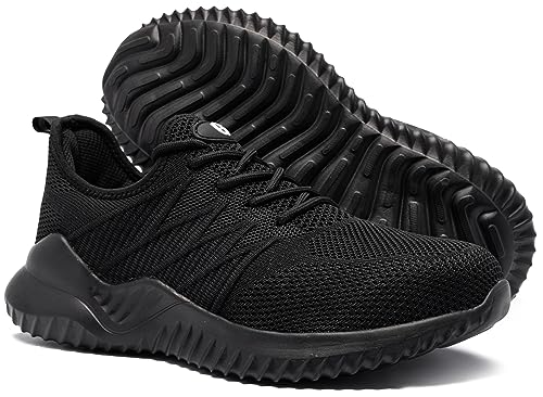 Tinefiy Steel Toe Shoes for Men Lightweight Comfortable Slip Resistant Safety Work Sneakers Cushion Puncture Proof Shoes Indestructible Shoe Size 10