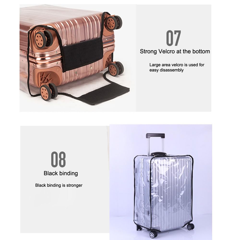 MosaiRudo Clear PVC Luggage Cover Protectors Transparent Travel Luggage Protector for Wheeled Suitcase (Thickness 0.2mm, 20inch)