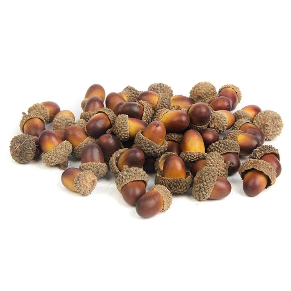 Artificial Acorns, 60 PCS Lifelike with Acorn Cap with Natural Acorn Cap Simulation Mini Acorns for DIY Craft Filler Home Party Favor Supplies
