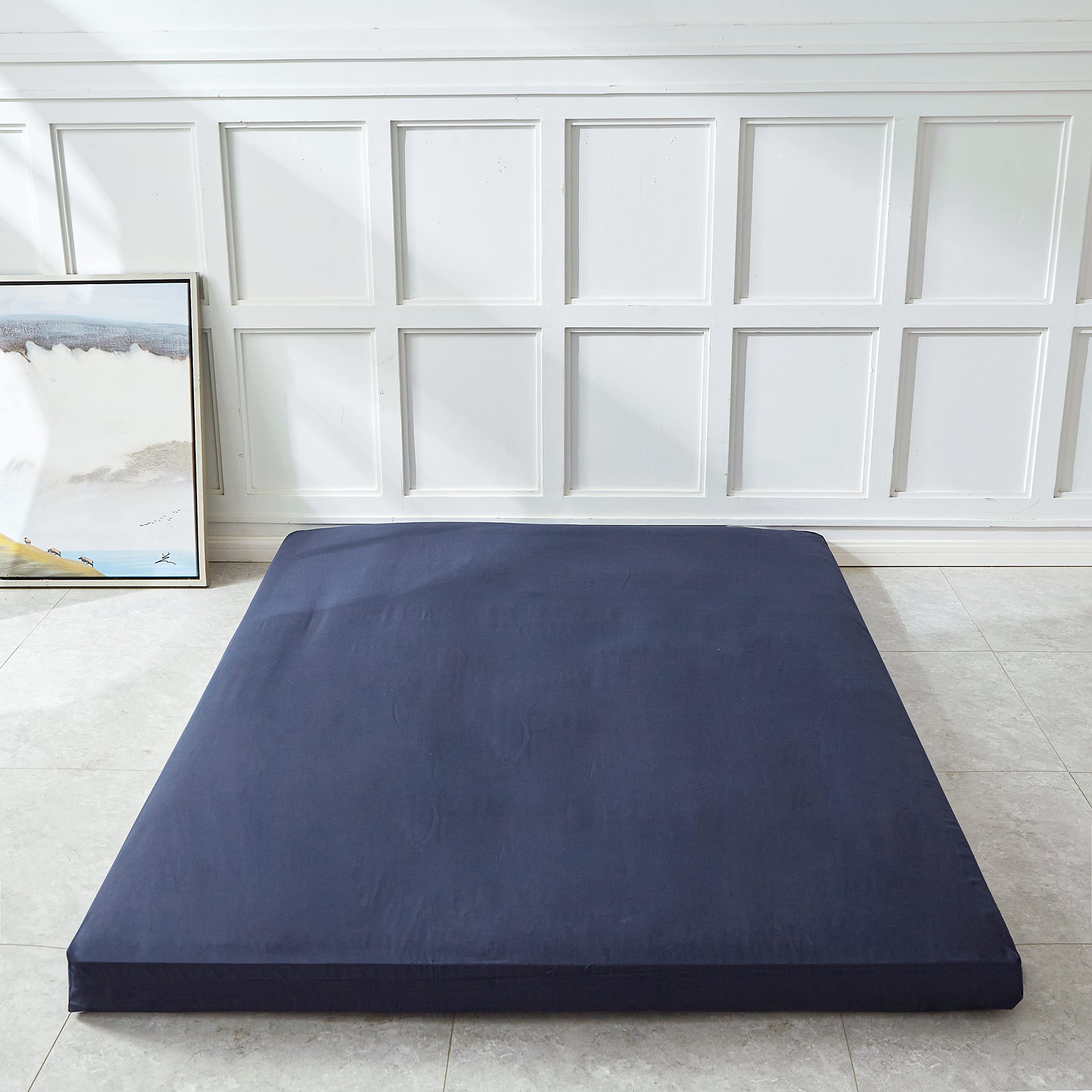 Heimorn Japanese Floor Futon Mattress - Thicken Sleeping Foldable & Portable Roll up Camping Mattress, Blue Full