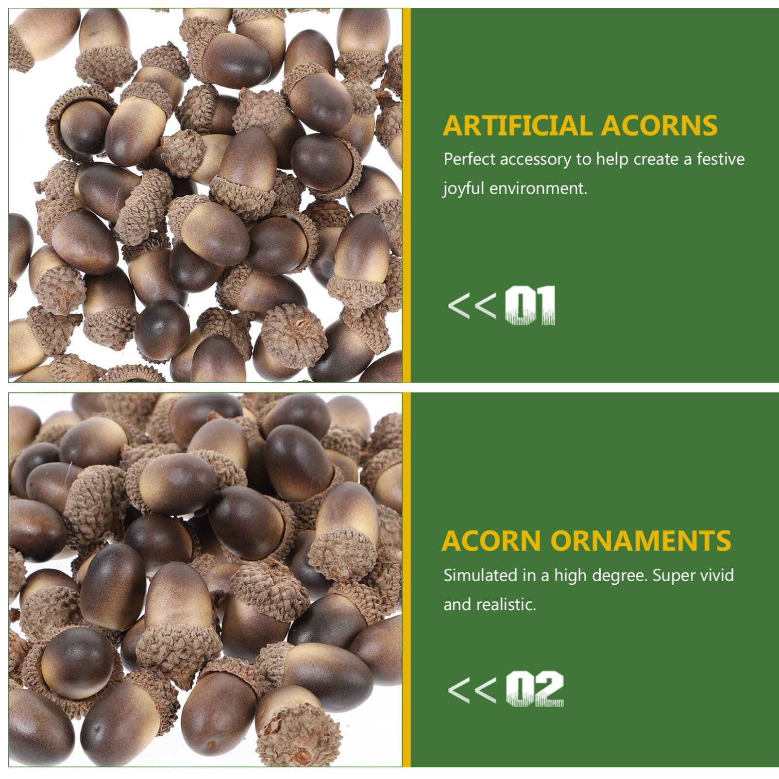 Artificial Acorns, 60 PCS Lifelike with Acorn Cap with Natural Acorn Cap Simulation Mini Acorns for DIY Craft Filler Home Party Favor Supplies