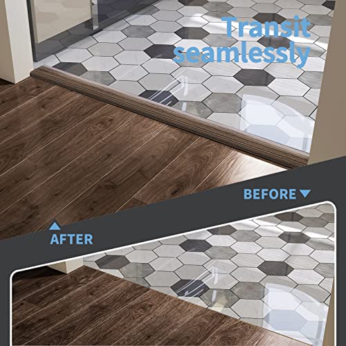 Art3d 4 FT Self Adhesive Vinyl Floor Transition Strip, Laminate Strip Flat Divider for Joining Gaps,Carpet Threshold Transition,Floor Tiles(1.57in, Brown)