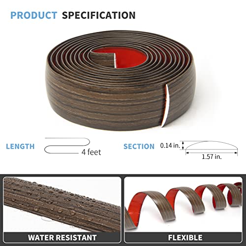 Art3d 4 FT Self Adhesive Vinyl Floor Transition Strip, Laminate Strip Flat Divider for Joining Gaps,Carpet Threshold Transition,Floor Tiles(1.57in, Brown)