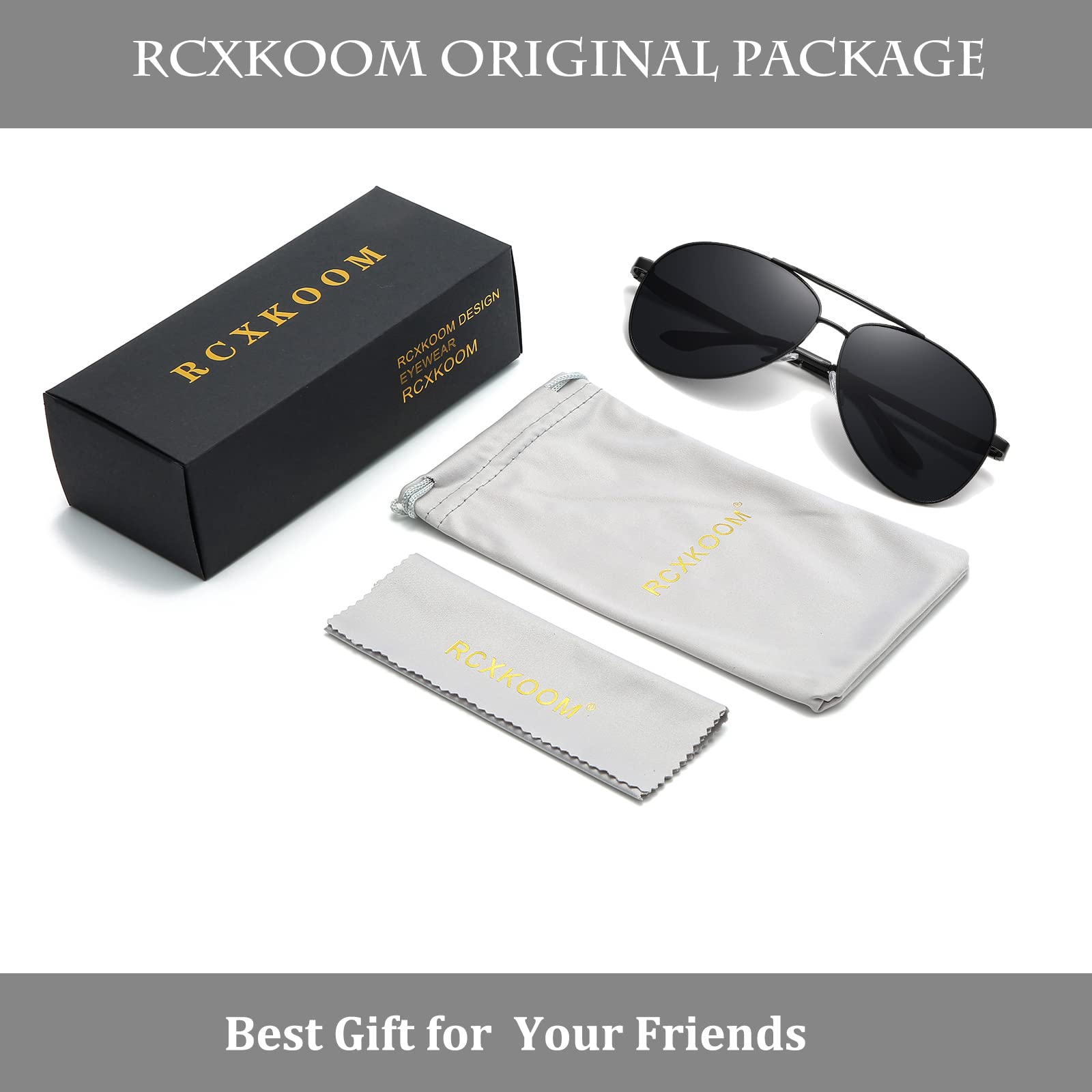 RCXKOOM Big XL Wide Frame Extra Large Polarized Aviator Sunglasses for Big Heads Men Oversized Military Pilot Glasses