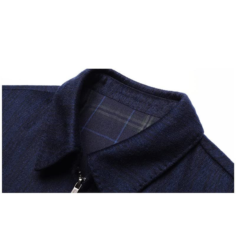 GPPZM Men's Coat Autumn and Winter Casual Lapel Wool Coat Men Sim Stripe Zip Coat Menswear (Color : Black, Size : 175 Code)