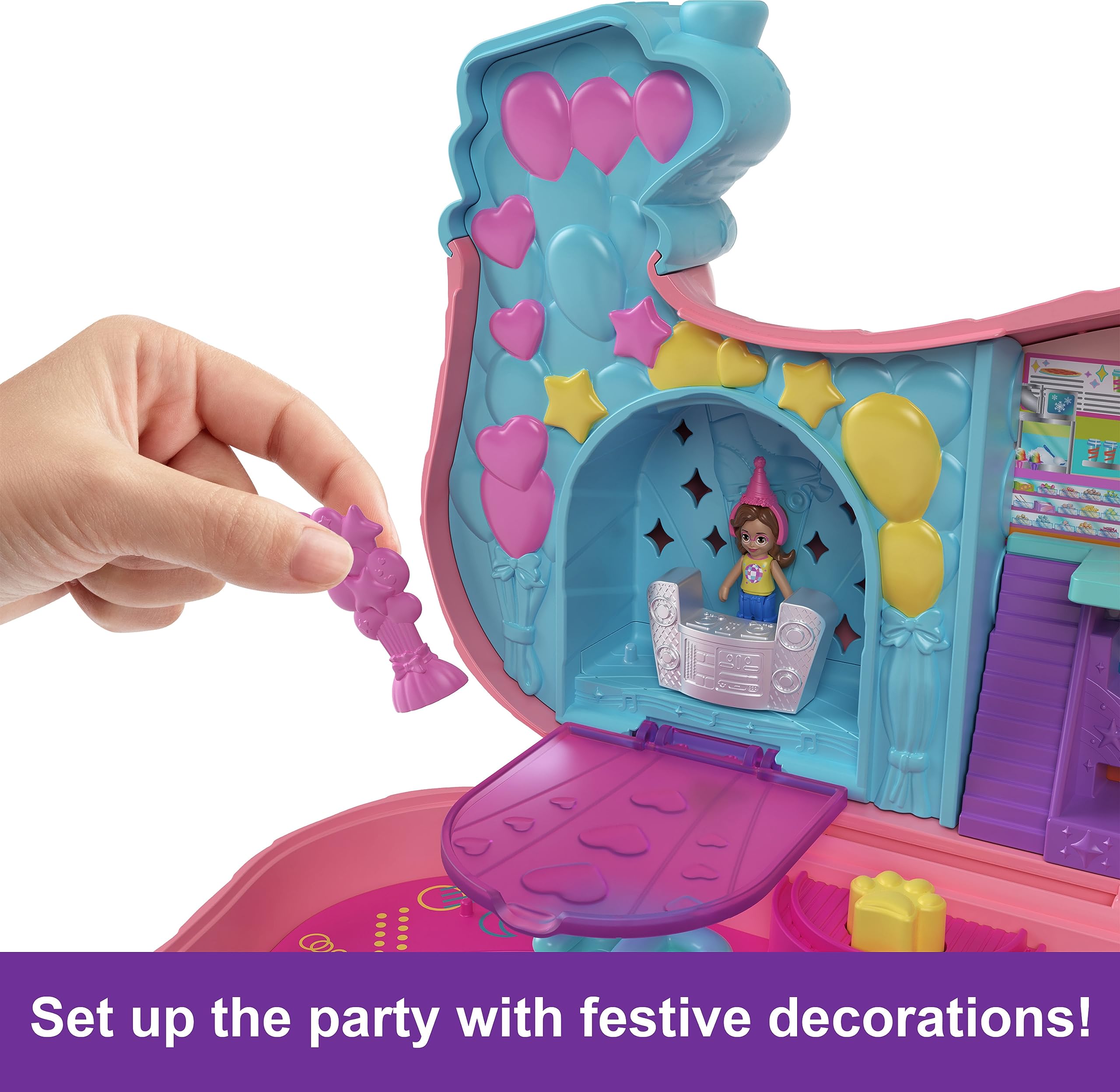 Polly Pocket 2-in-1 Travel Toy Playset, Puppy Party Large Compact with 2 Dolls & Birthday Accessories