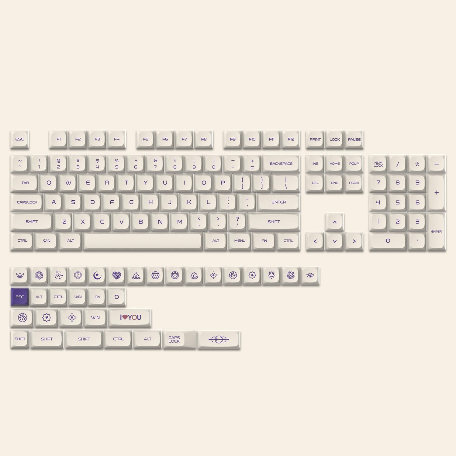 dagaladoo Retro Double Shot PBT keycaps Set Japanese Style Beige Custom Keycaps Dye-Sub XDA Profile keycaps Keyboard for Gateron MX Switches Mechanical Keyboard (134keys)