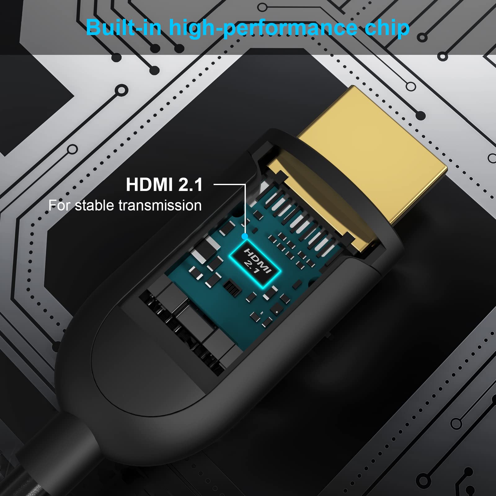 huaham 8K Fiber Optic HDMI Cable 3.3ft, 48Gbps Ultra High Speed HDMI 2.1 Cable 8K@60Hz 4K@120Hz, Support eARC RTX 3090 HDCP 2.2&2.3 Dolby Compatible with PS5, Xbox Series X, Roku/Fire/Sony/LG CX TV