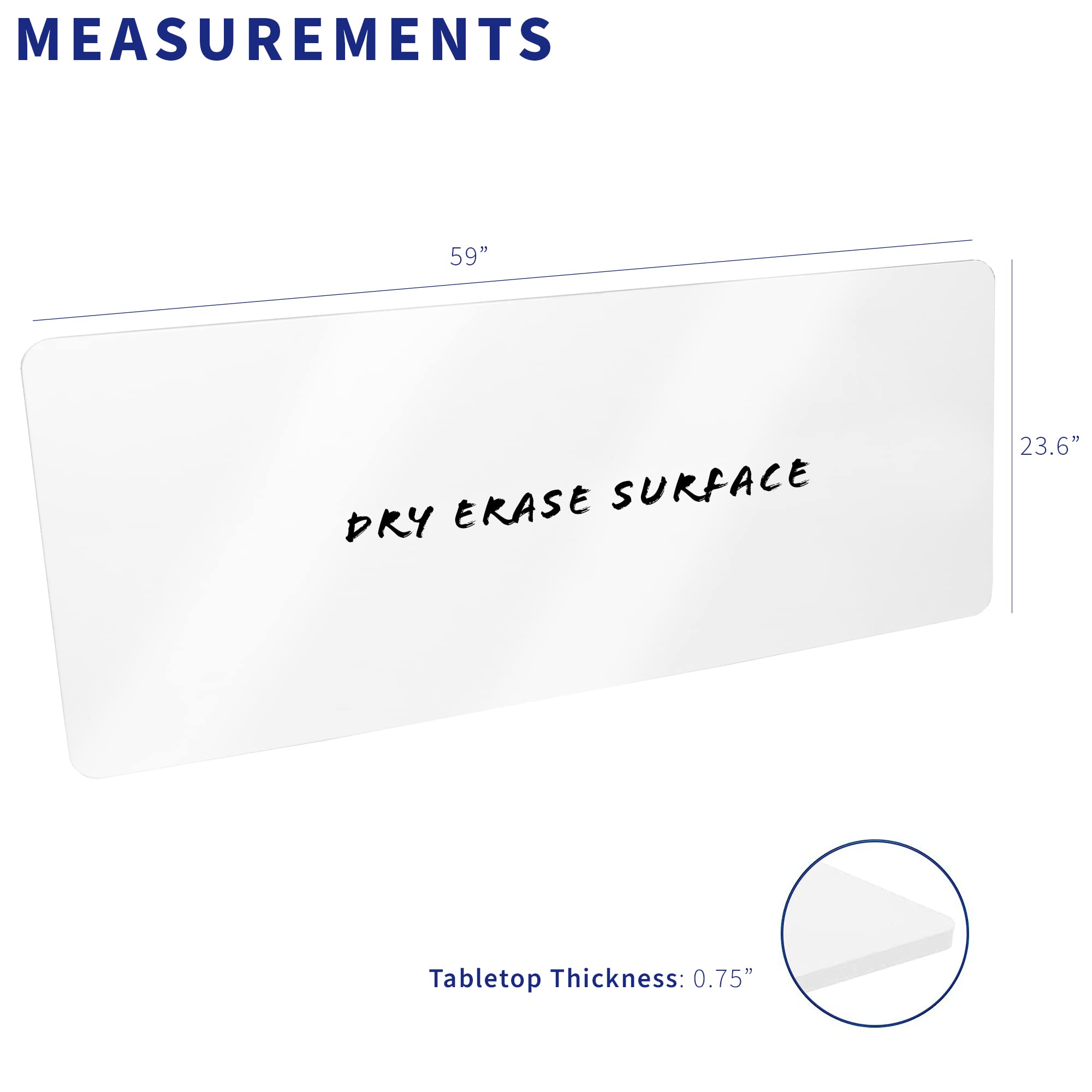 VIVO Dry Erase 60 x 24 inch Universal Solid One-Piece Table Top for Standard and Sit to Stand Height Adjustable Home and Office Desk Frames, Whiteboard Table Top, DESK-TOP6WE