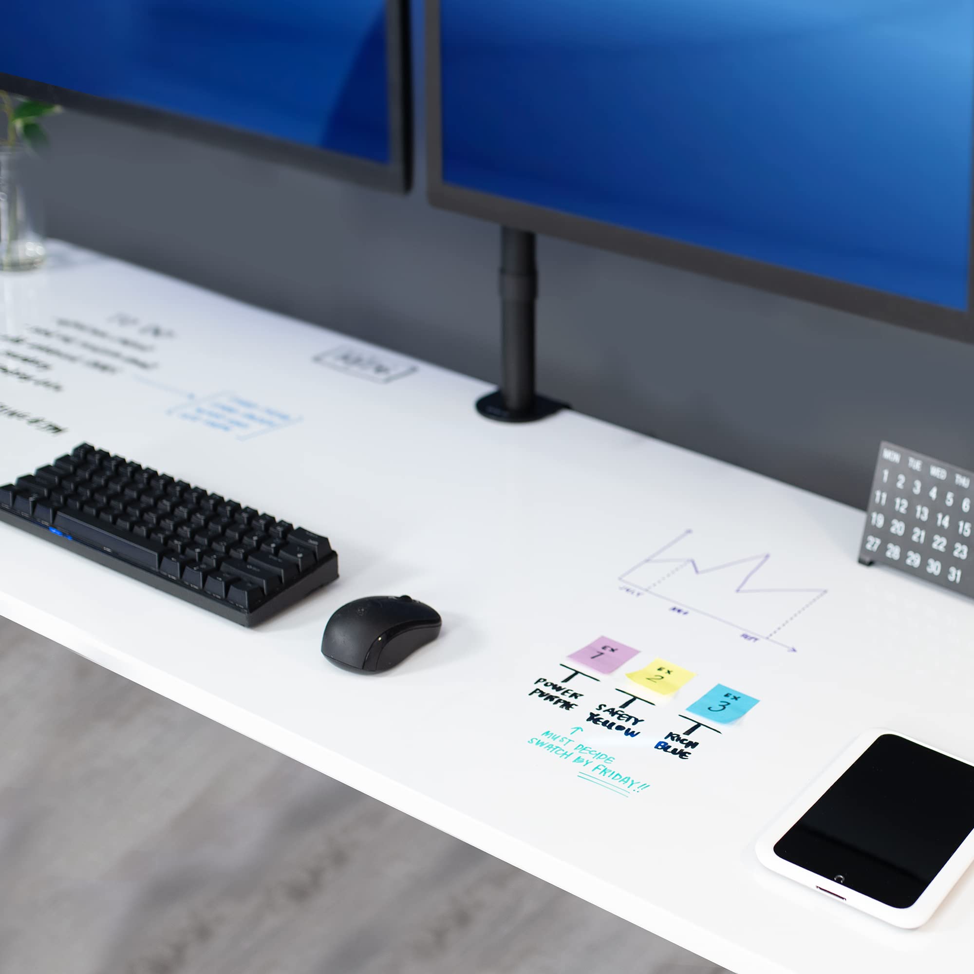 VIVO Dry Erase 60 x 24 inch Universal Solid One-Piece Table Top for Standard and Sit to Stand Height Adjustable Home and Office Desk Frames, Whiteboard Table Top, DESK-TOP6WE