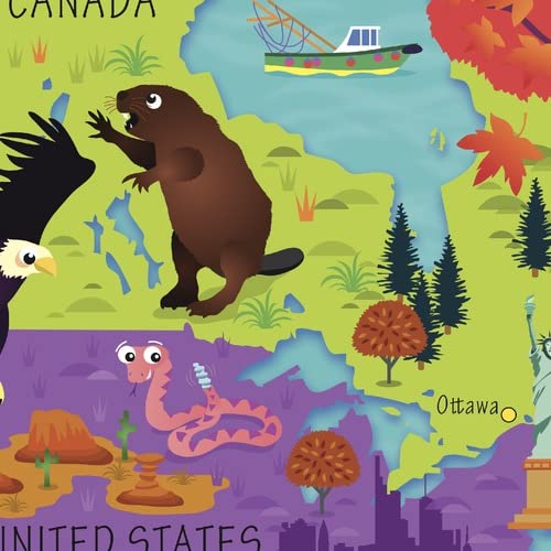 Collins Children's North America Wall Map - 30 x 19.5 inches - Matte Plastic