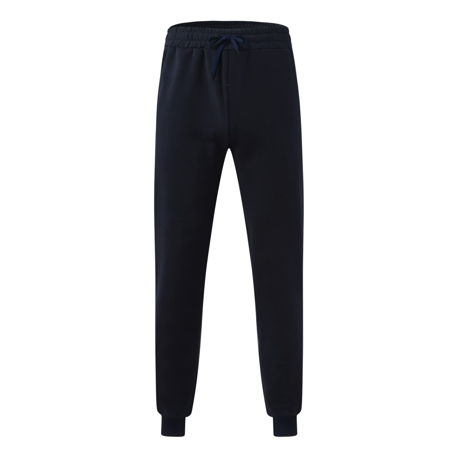 Men's Fleece Lined Cargo Sweatpants Open Bottom Straight Leg Casual Loose Fit Baggy Athletic Jogger Pants with Pockets(Navy#04,XL)