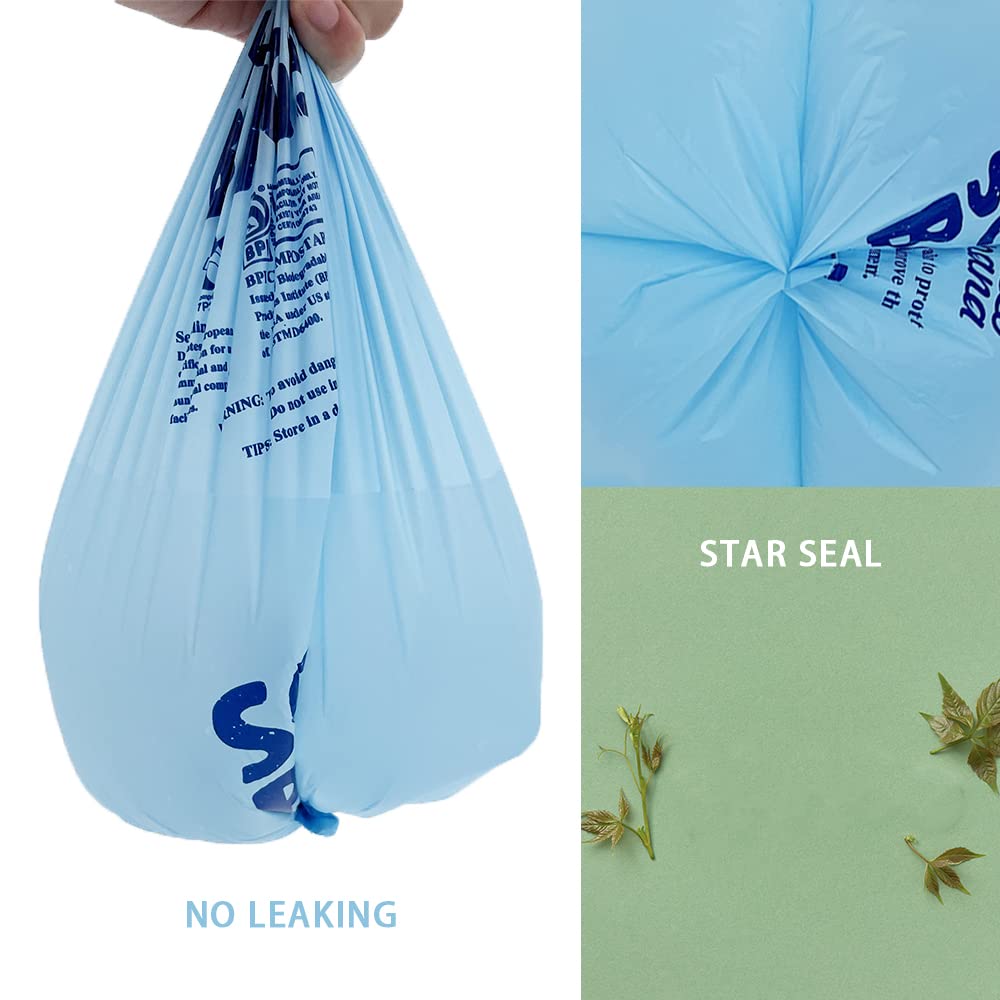 Ecopana 2.6 Gallon Compostable Bags(120 counts), 9.84 Liter, Extra Trick 0.71 Mil, Samll Kitchen Food Waste Bags, 100% Compostable, Certified US BPI ASTM D6400, HOME Compost & AS5810