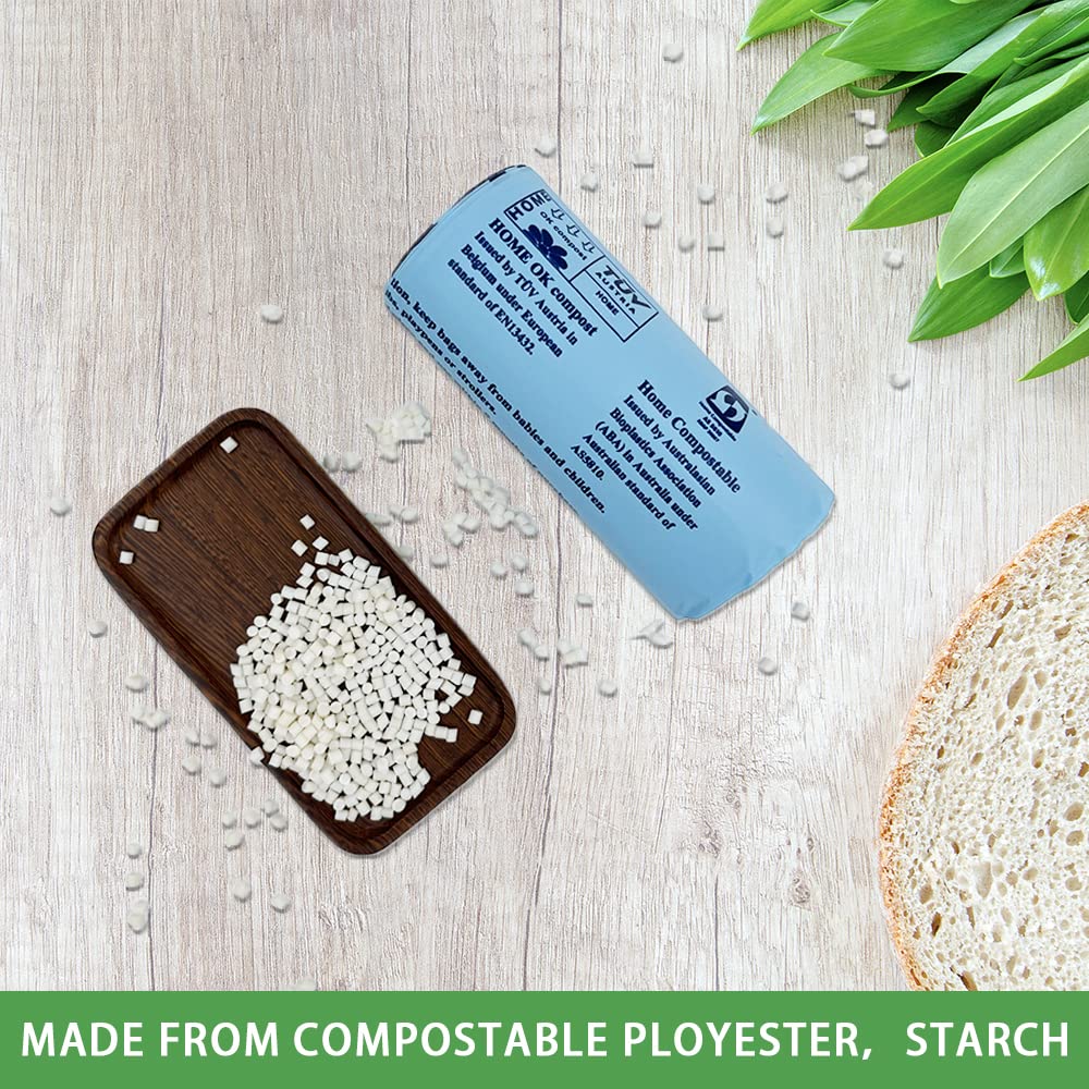 Ecopana 2.6 Gallon Compostable Bags(120 counts), 9.84 Liter, Extra Trick 0.71 Mil, Samll Kitchen Food Waste Bags, 100% Compostable, Certified US BPI ASTM D6400, HOME Compost & AS5810