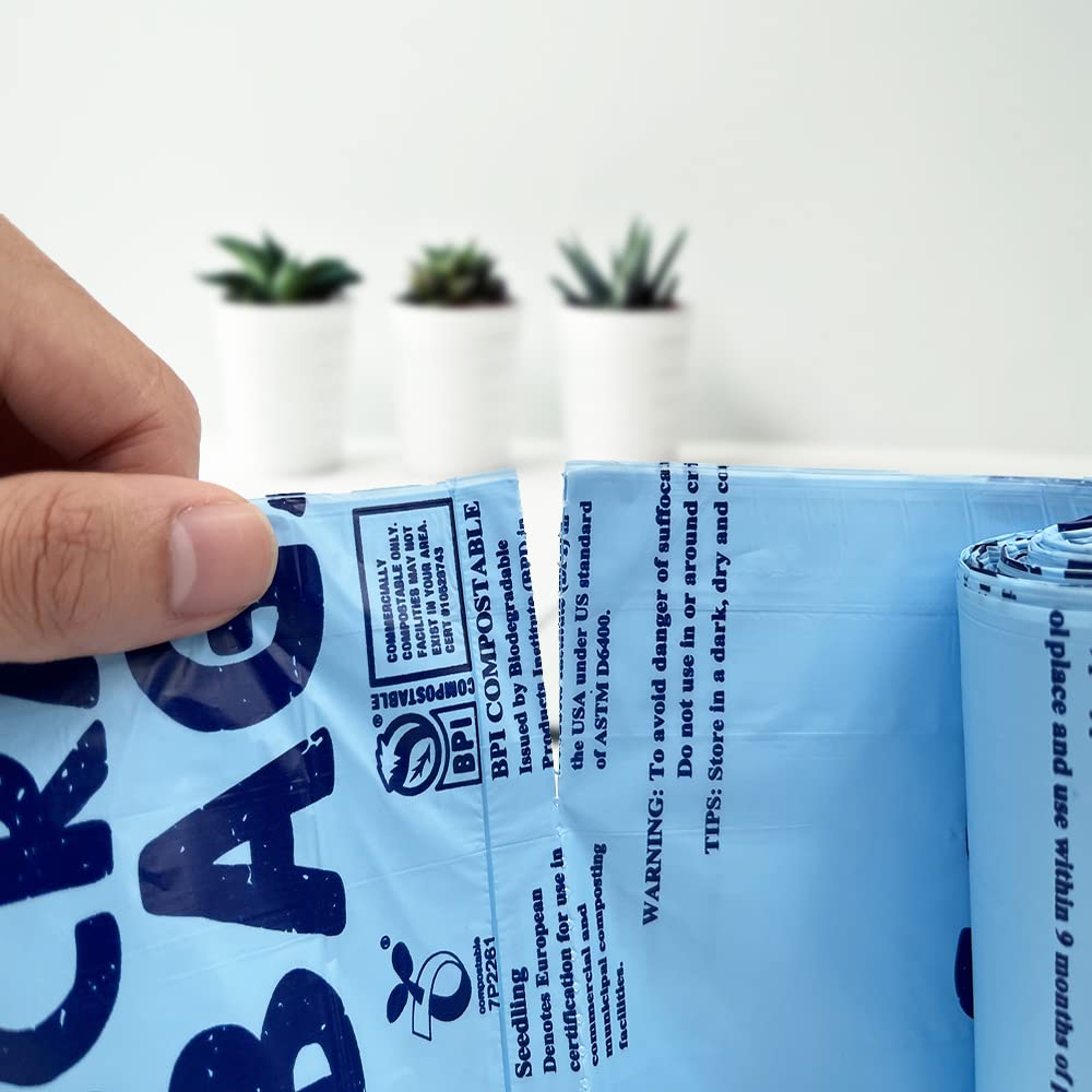 Ecopana 2.6 Gallon Compostable Bags(120 counts), 9.84 Liter, Extra Trick 0.71 Mil, Samll Kitchen Food Waste Bags, 100% Compostable, Certified US BPI ASTM D6400, HOME Compost & AS5810