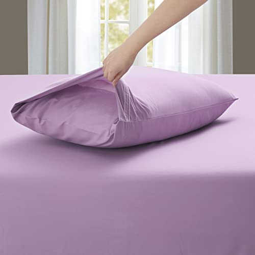 DengChao 4PCS Extra Deep Pocket Sheet Set 1800 Thread Soft Brushed Microfiber Light Purple Full Size Bed Sheets Set,Fit 18-24 Inch Deep Pocket Mattress,Comfortable Breathable& Wrinkle Resistant