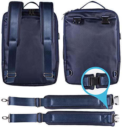 LS LifeStyle Leather 3 in 1 Backpack USB Briefcase Waterproof 15.6 Laptop Bag