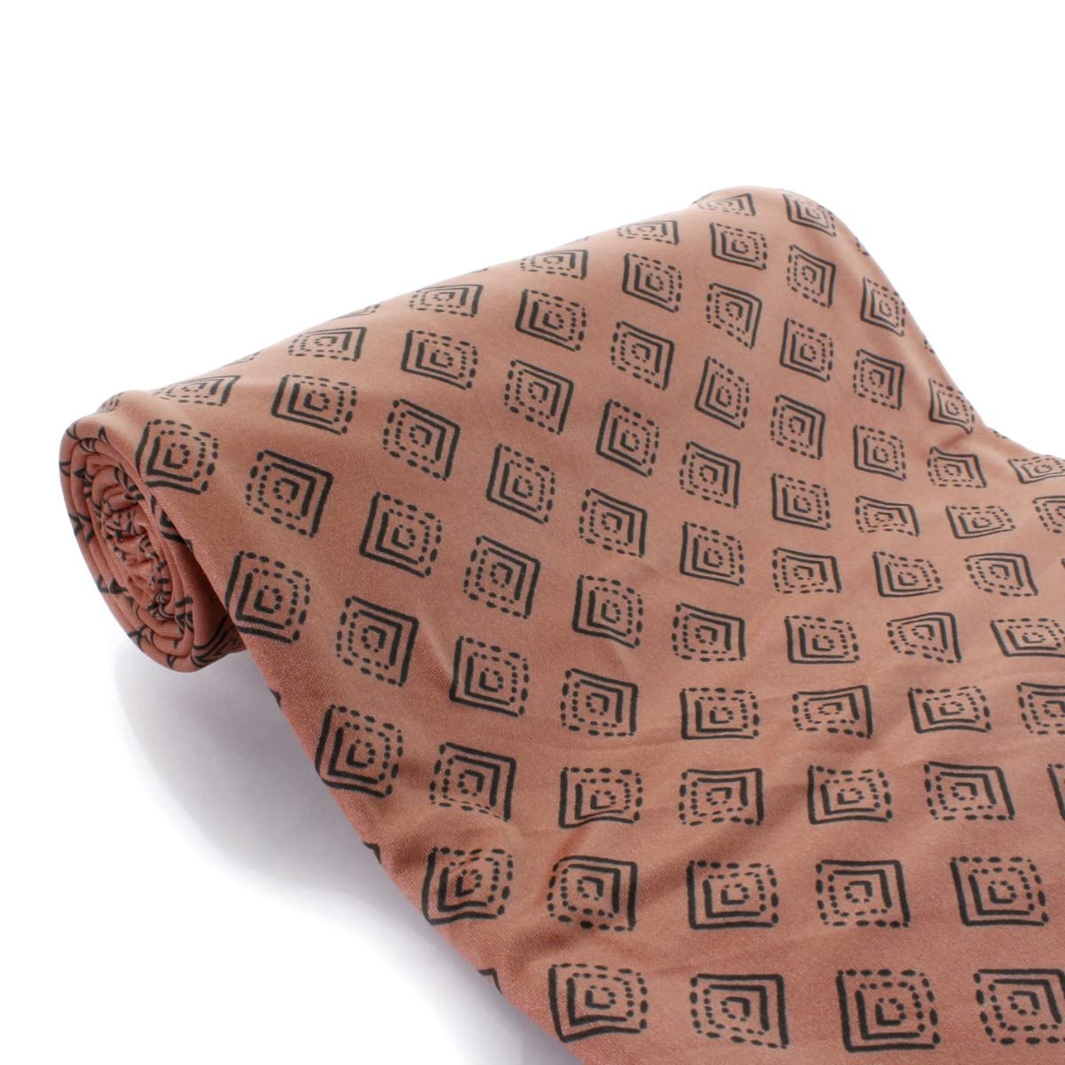 Cocoa and Black Diamond Boho DBP Fabric - Double Brushed Polyester 4 Way Stretch - 1 yard