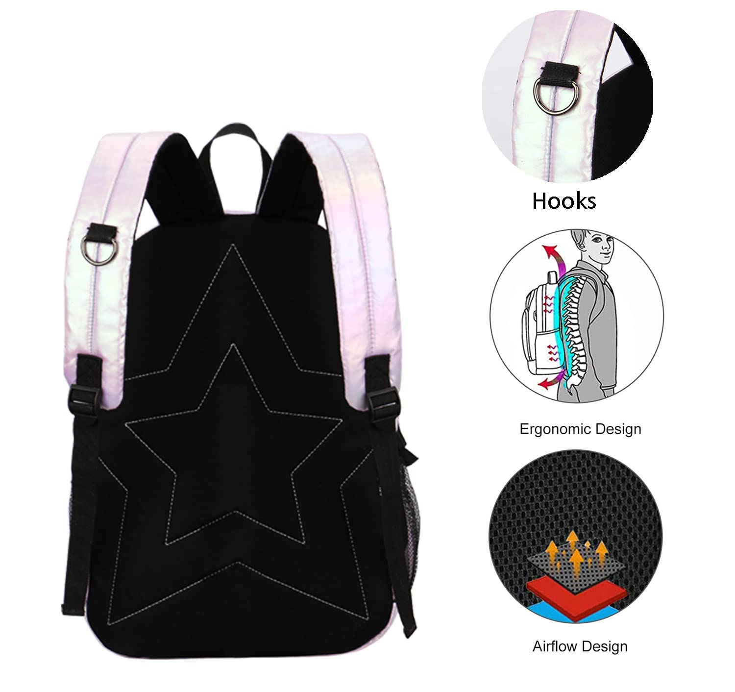 SUPACOOL Lightweight Casual Laptop Backpack for Men and Women, Large Backpack for College (Holo Purple)