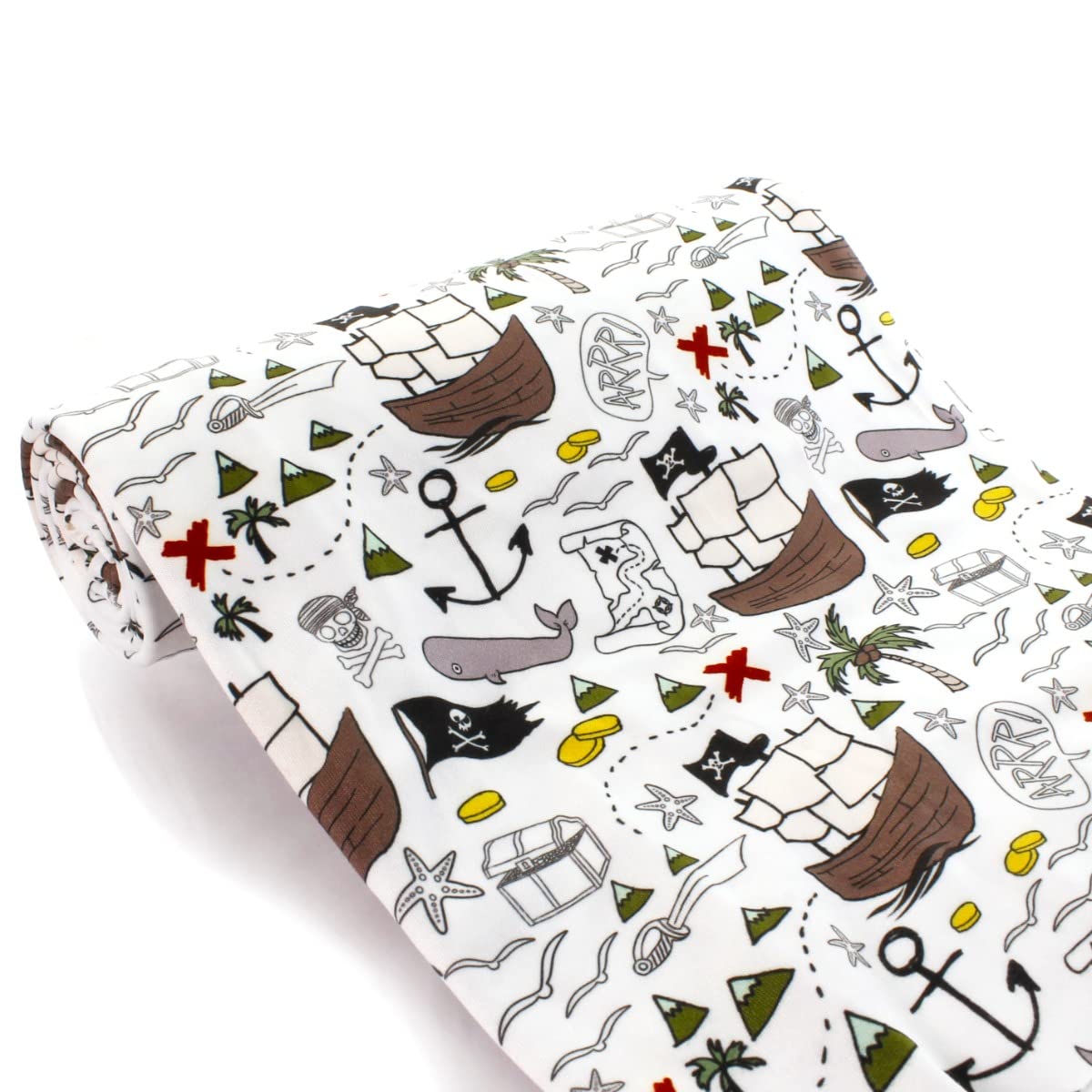 Ahoy Matey Pirates DBP Fabric - Double Brushed Polyester 4 Way Stretch - 1/2 yard