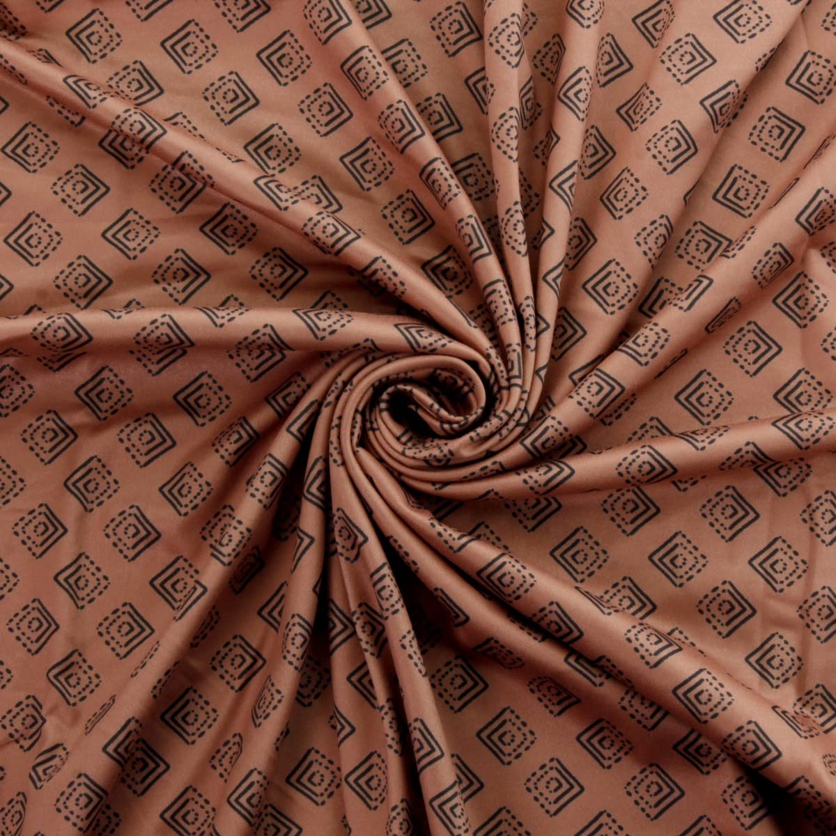 Cocoa and Black Diamond Boho DBP Fabric - Double Brushed Polyester 4 Way Stretch - 1 yard
