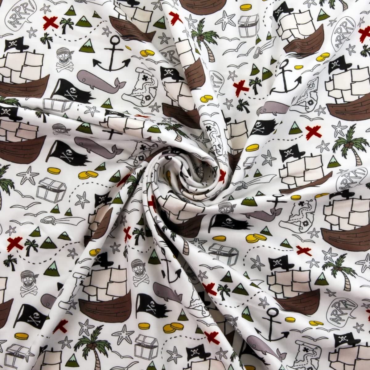 Ahoy Matey Pirates DBP Fabric - Double Brushed Polyester 4 Way Stretch - 1/2 yard