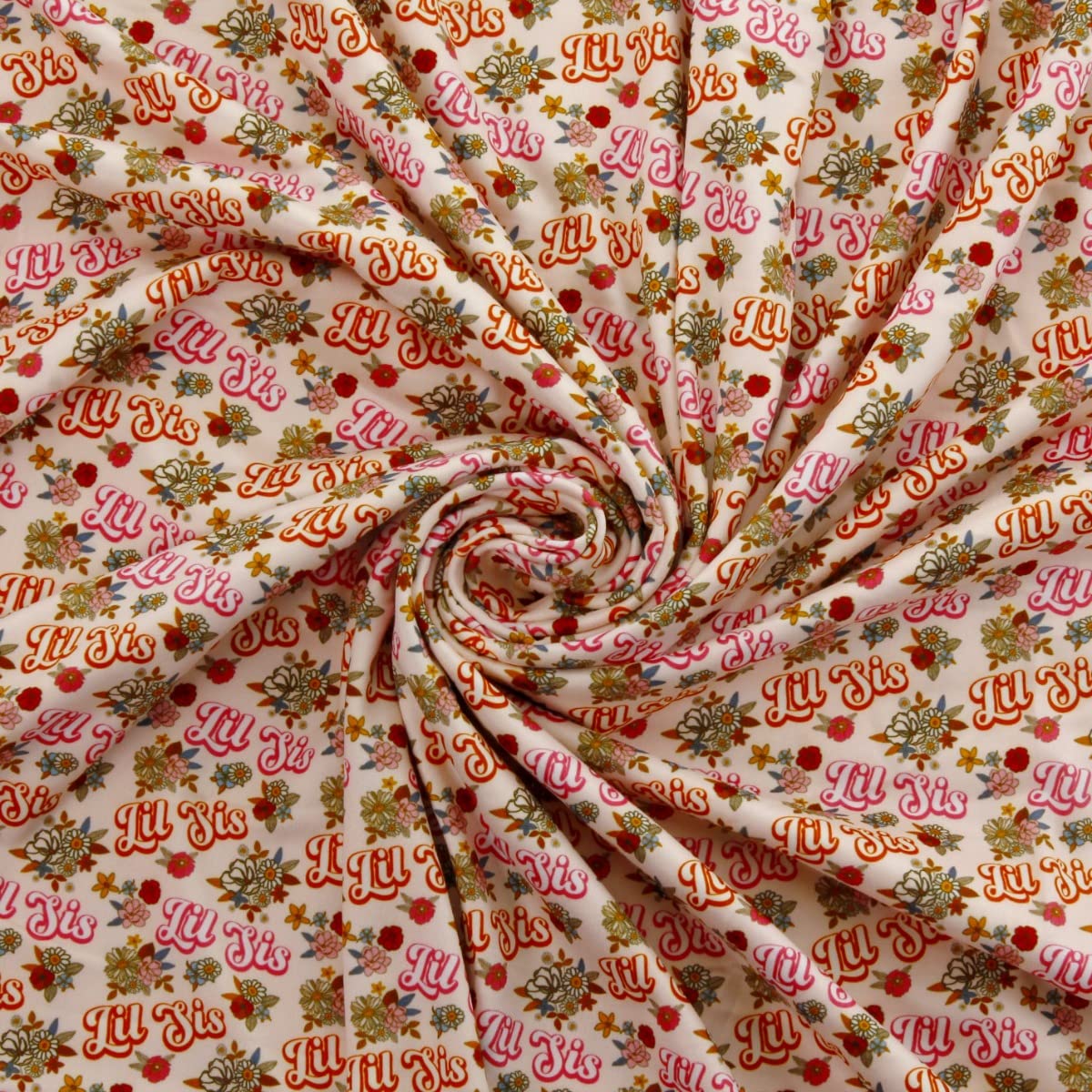 Lil Sis Retro Floral DBP Fabric - Double Brushed Polyester 4 Way Stretch - 1 yard