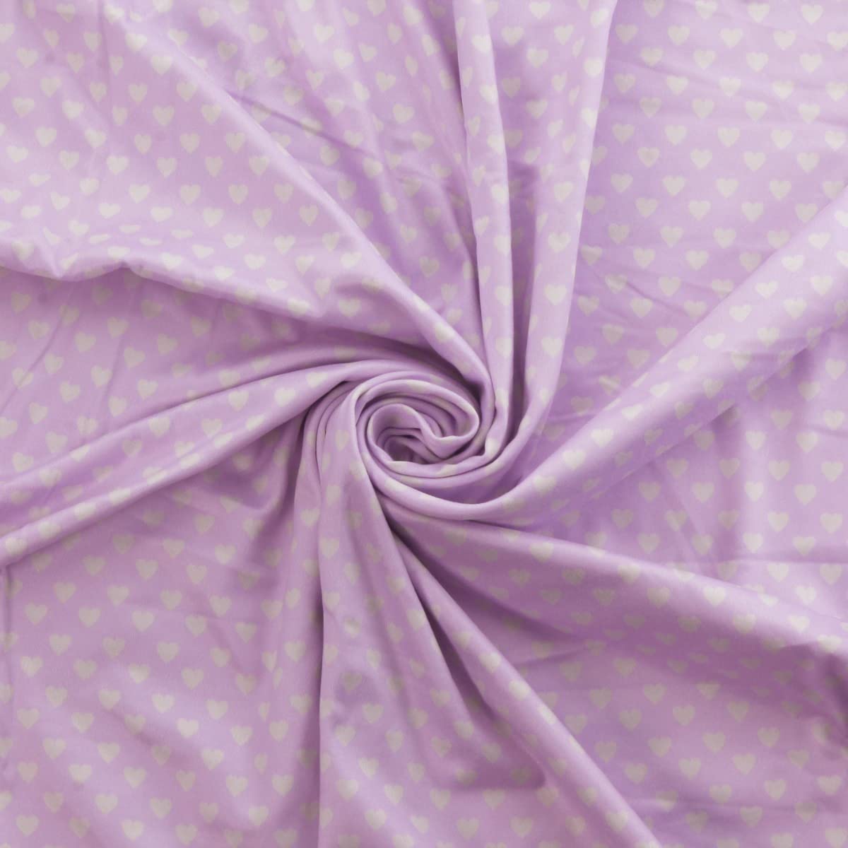 Sage Green White Hearts DBP Fabric - Double Brushed Polyester 4 Way Stretch - 1/2 Yard