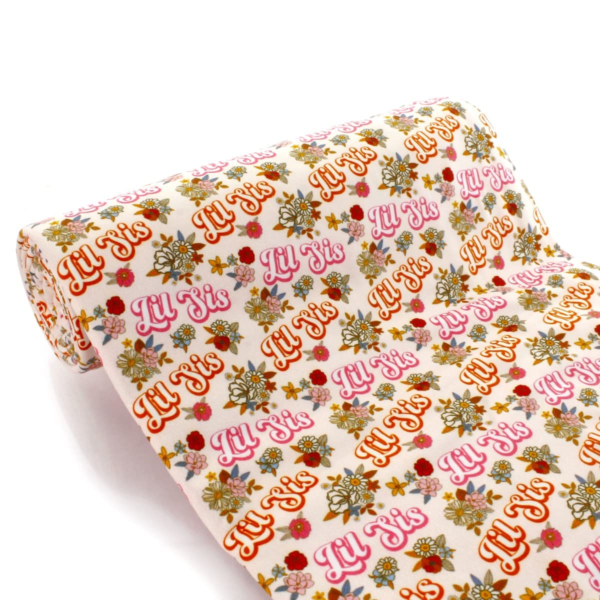 Lil Sis Retro Floral DBP Fabric - Double Brushed Polyester 4 Way Stretch - 1/2 yard