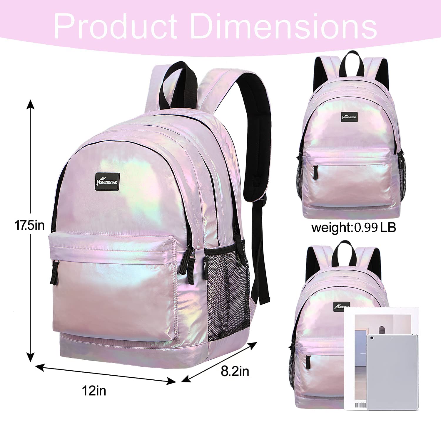 SUPACOOL Lightweight Casual Laptop Backpack for Men and Women, Large Backpack for College (Holo Purple)