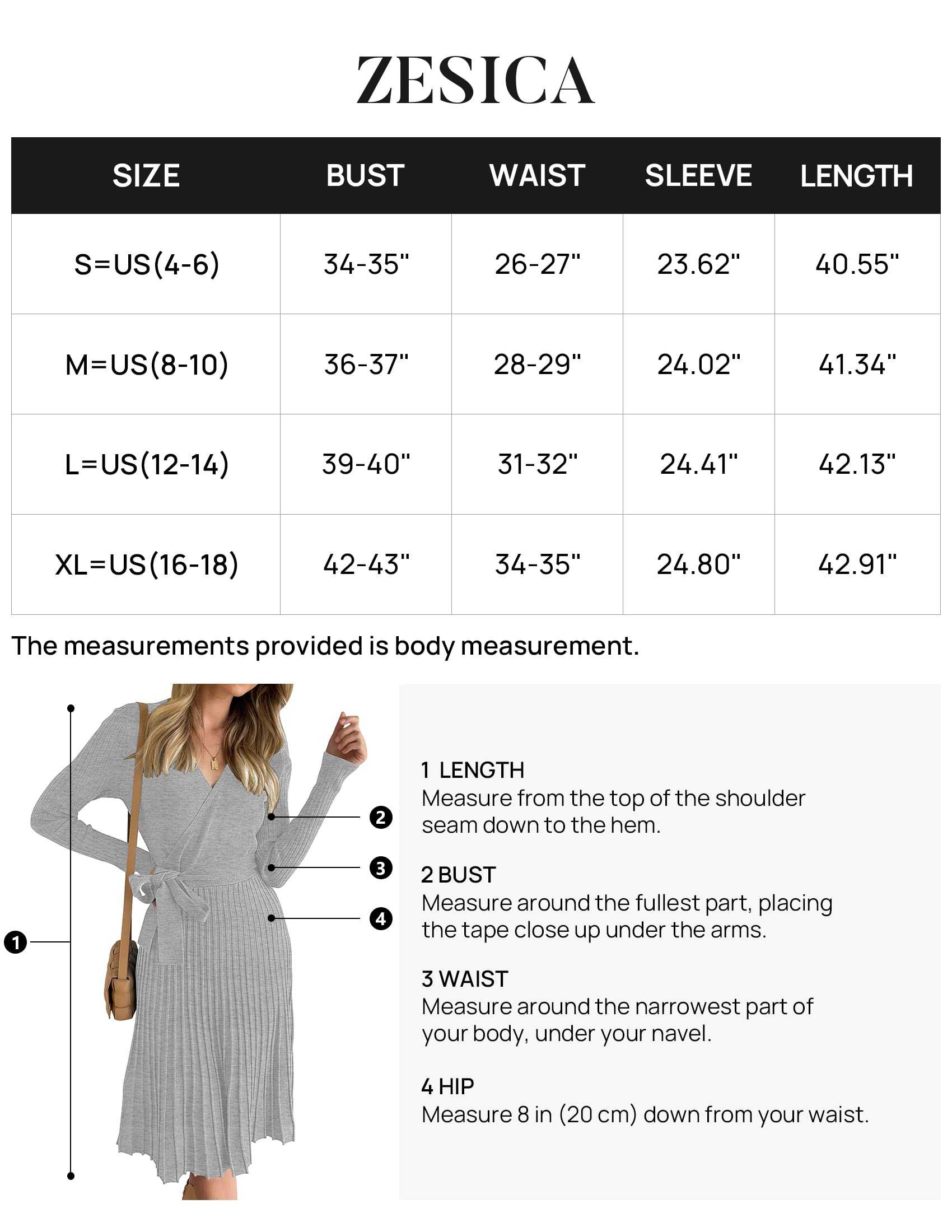 ZESICA Women's Fall Long Sleeve Wrap V Neck Ribbed Knit Pleated A Line Pullover Sweater Dress with Belt,Grey,Small