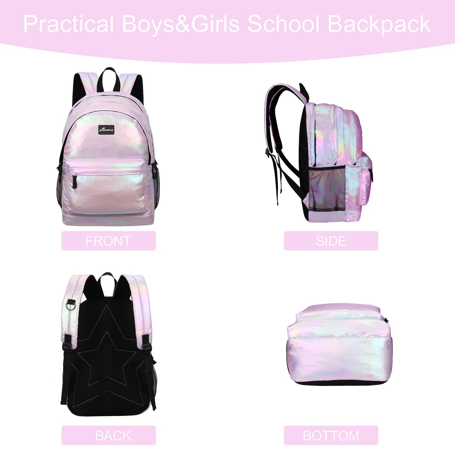 SUPACOOL Lightweight Casual Laptop Backpack for Men and Women, Large Backpack for College (Holo Purple)