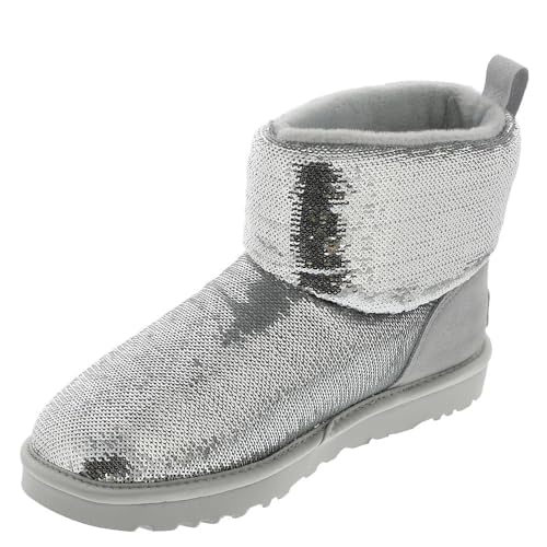 UGG Unisex-Child Classic Mini Mirror Ball Boot, Silver, 9 Toddler