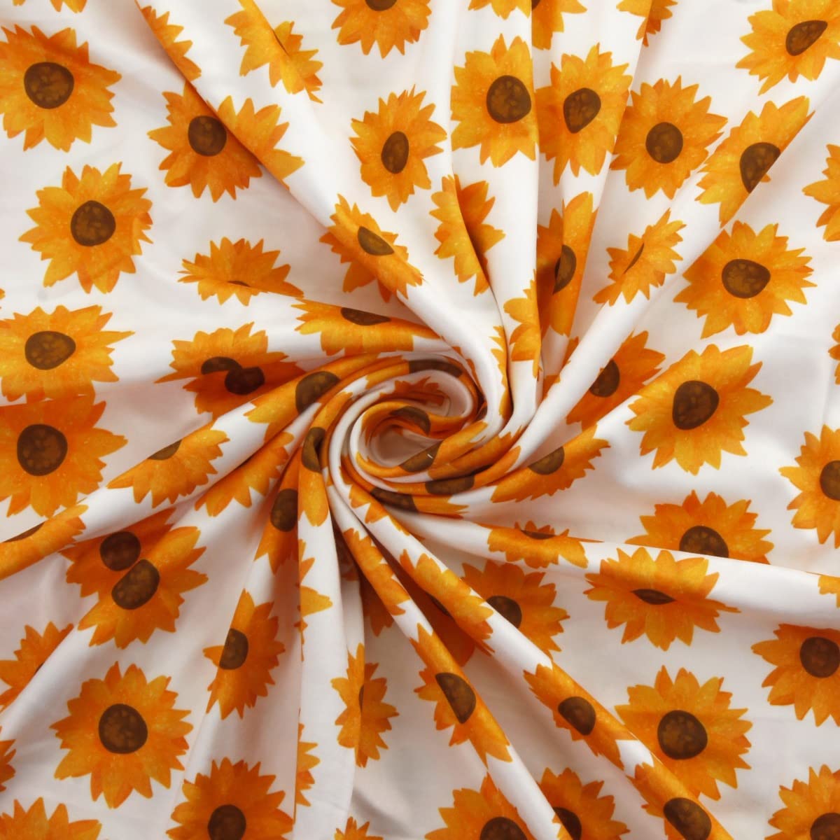 Country Sunflowers DBP Fabric - Double Brushed Polyester 4 Way Stretch - 1 Yard