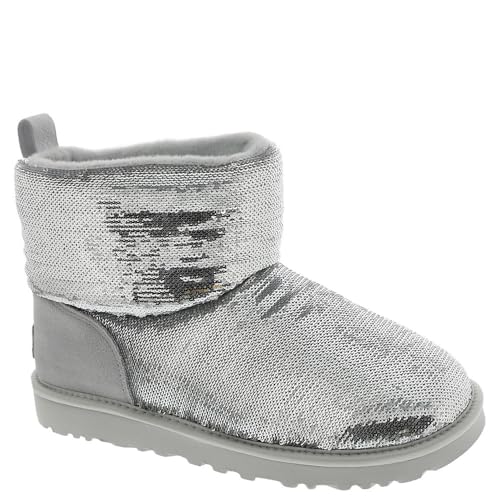 UGG Unisex-Child Classic Mini Mirror Ball Boot, Silver, 9 Toddler