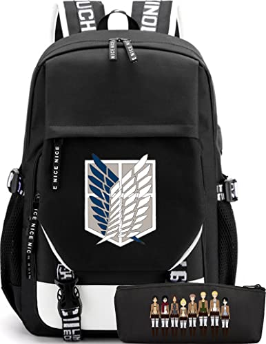 Millment Anime Backpack Levi Eren Mikasa Student School Book Bag Travel Teens Laptop Bagpacks for Boys Girls