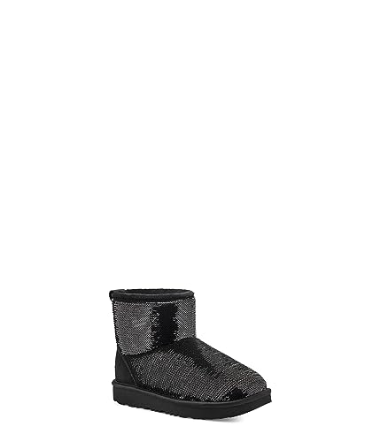 UGG Unisex-Child Classic Mini Mirror Ball Boot, Black, 2 Little Kid