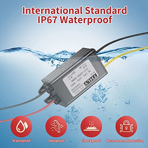 24V to 12V Converter with Fuse Waterproof and Wire Terminal Block, More Safe 18V to 12V Step Down Converter 5A 60W, DC to DC Converter for Golf Cart Light Truck Vehicle Boat (Accept DC 15-40V Inputs)